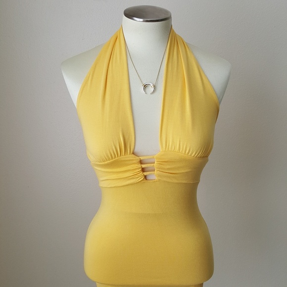 morena | Tops | Nwot Bright Yellow Halter Top | Poshmark